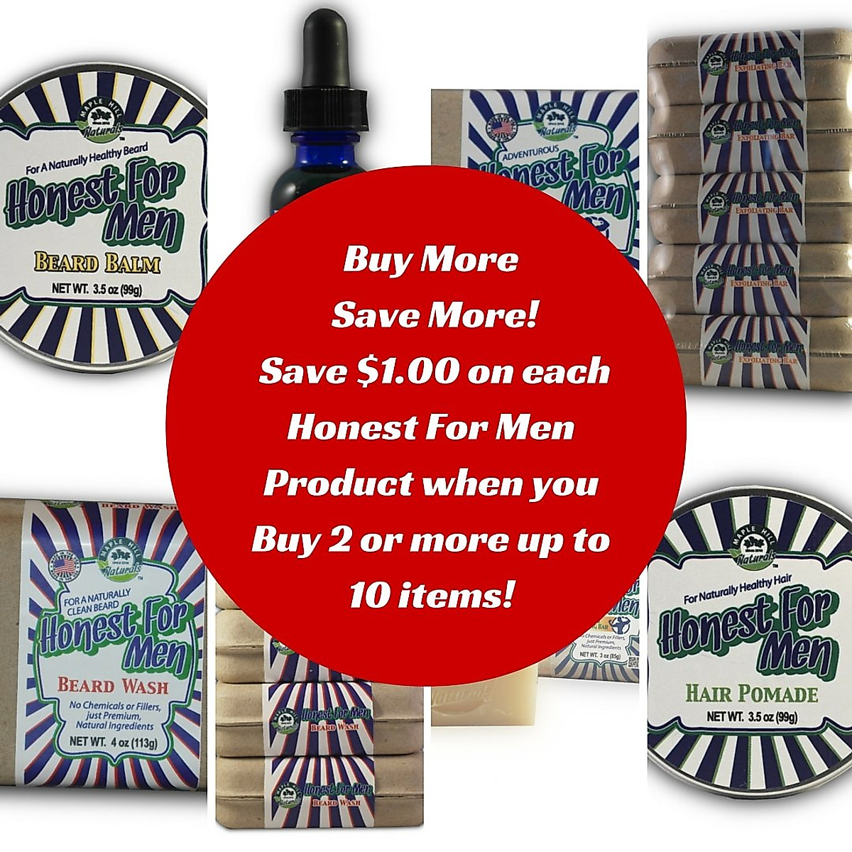 Honest For Men Original Scent Beard Wash 5 Bar Value Pack - 100% All Natural Ingredients - Best Beard Shampoo and Conditioner for a Healthy Beard - Hand Crafted in U.S.A.