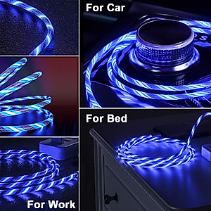 Oliomp iPhone Charger Cable, Apple MFi Certified 3ft LED Light Up Lightning Cable USB Fast Charger Cord High Speed Data Sync Transfer Cord for iPhone 14/13/12/11/11Pro/Max/XS/XR/X/6/7/8 (Blue)