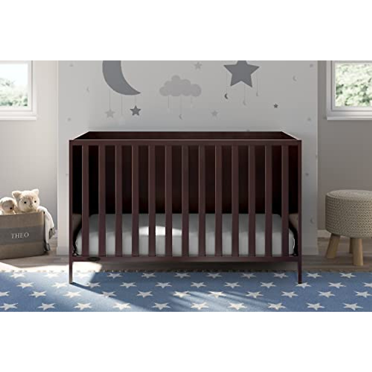 Graco Theo Convertible Crib (Espresso) – Converts from Baby Crib to Toddler Bed and Daybed, Fits Standard Full-Size Crib Mattress, Adjustable Mattress Support Base