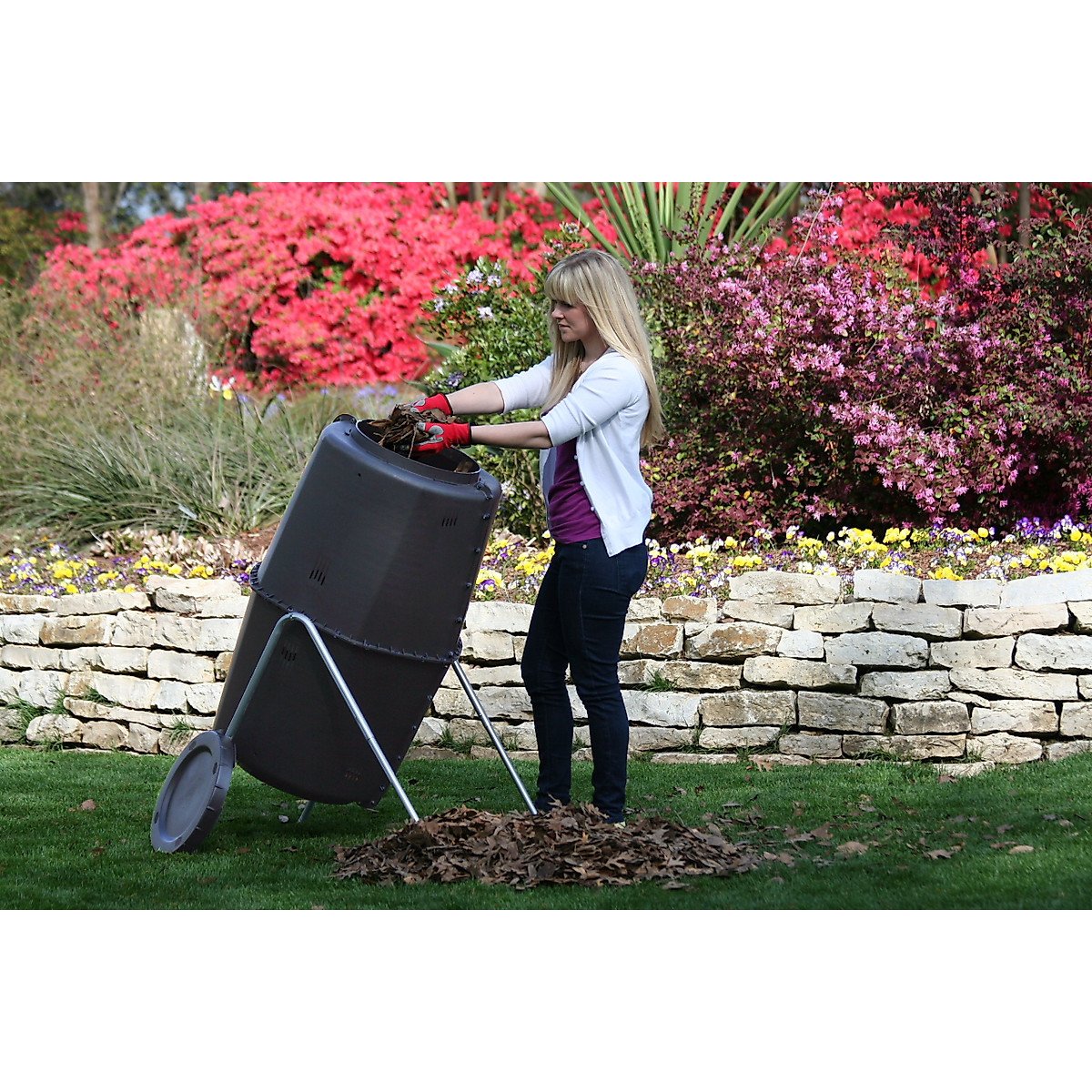 Spin Bin 60 Gal. Outdoor Compost Tumbler Rotating Garden Composter Bin (Black)