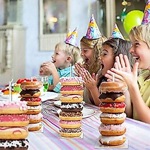 8 Pieces Acrylic Donut Stand Display Acrylic Doughnut Dessert Stand Table Clear Donut Bagel Display Clear Stand Holder Dessert Stand Table for Wedding Birthday Party, 10 inch and 15 inch