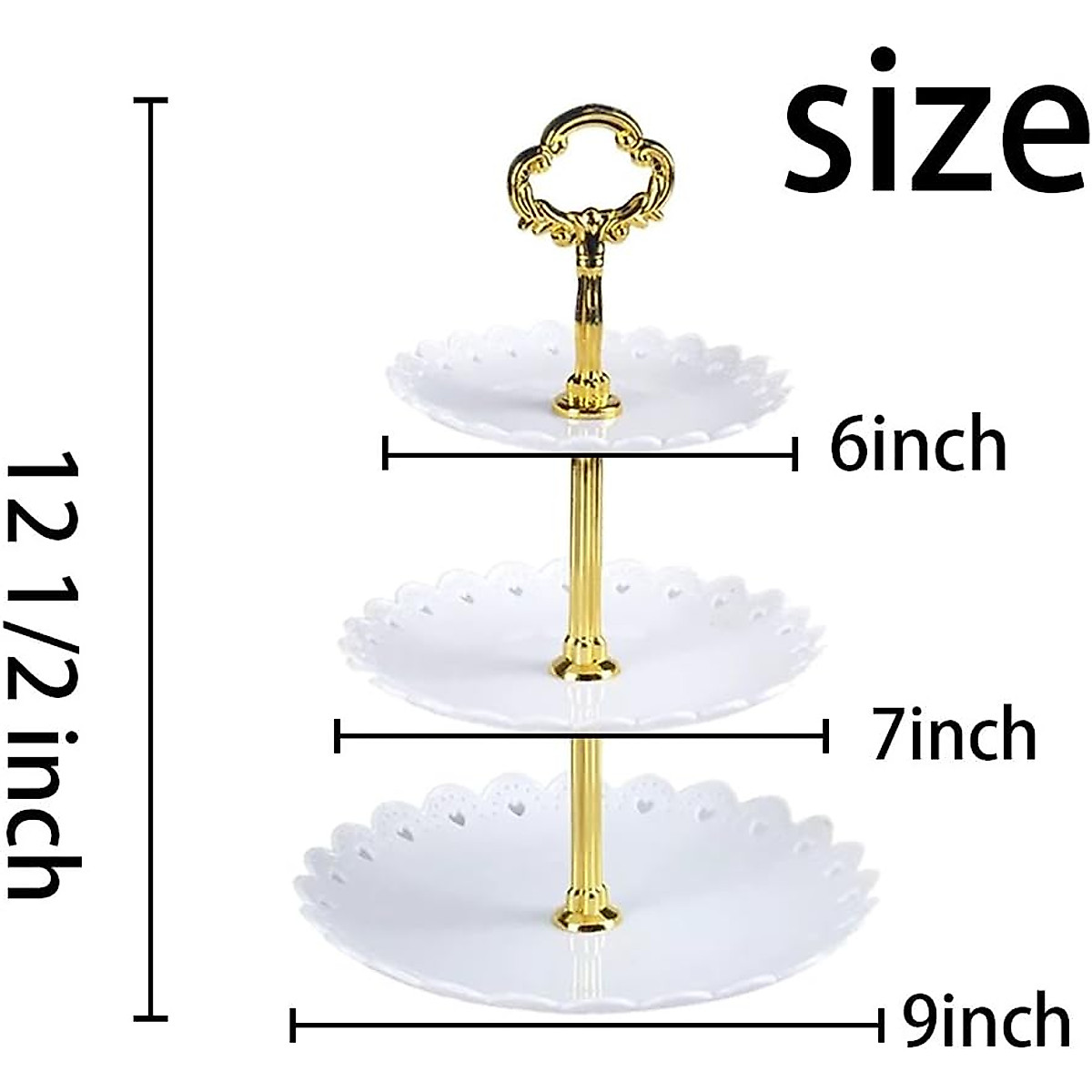 Artliving 3-Tier Plastic Cake Stand-Dessert Stand-Cupcake Stand-Tea Party Serving Platter White Gold