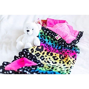 CandyJane Baby Blanket for Girls, Infant, Toddler, Rainbow Leopard Print, Super Soft Minky Fabric, 30 X 40 Inch (CJLBB1984)
