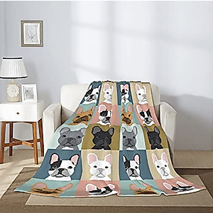 XTGOO Cute French Bulldog Dog Ultra-Soft Fleece Blanket Flannel Velvet Plush Throw Blanket,60x50in