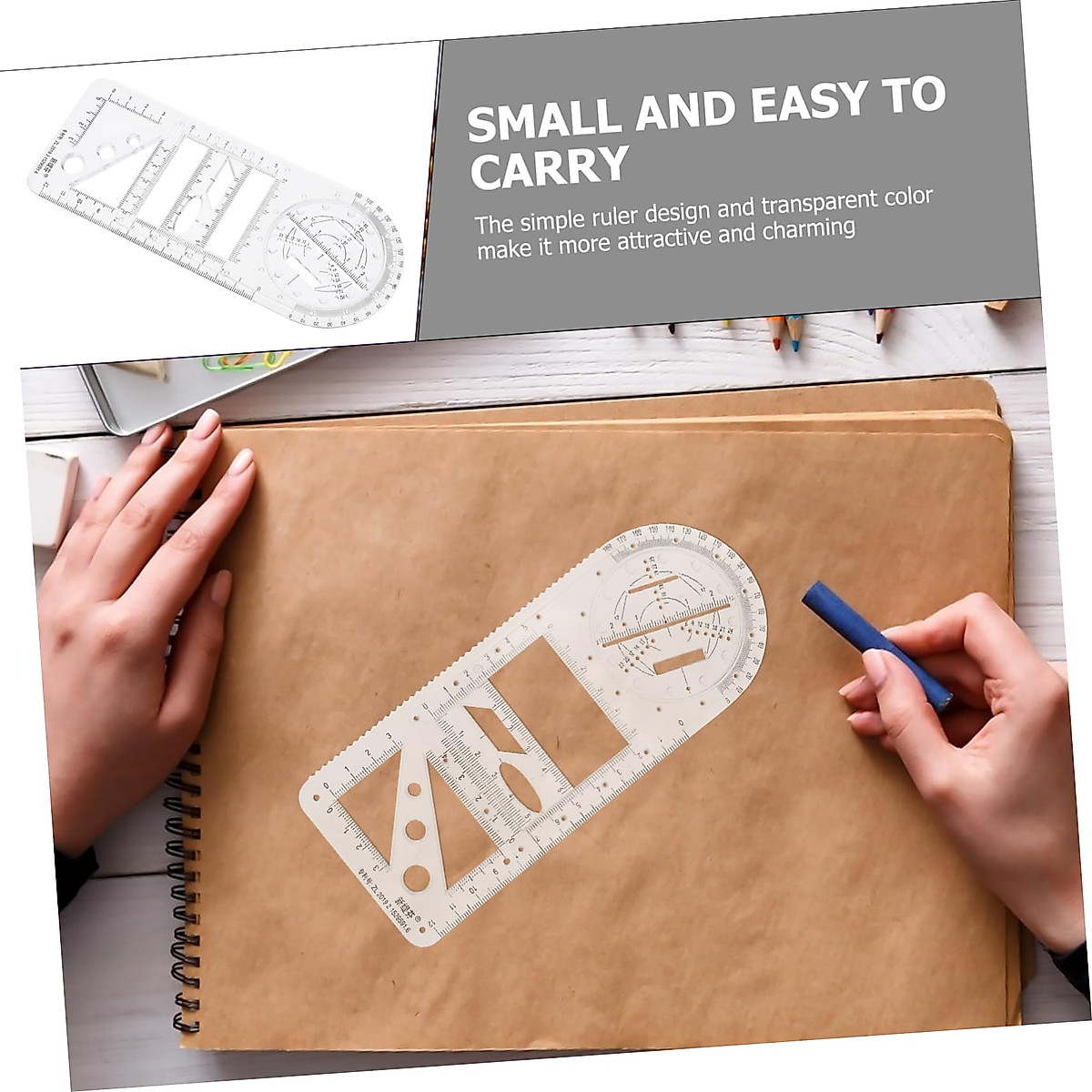 Ciieeo Multi-Functional Ruler Set for Boys and Girls Scale Ruler Geometric Drawing Template for School Education