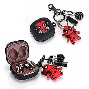 Suublg Silicone Earbuds Case Cartoon Headphones Cover with Doll Keychain Fit Designed for Galaxy Buds2 Pro (2022) /Galaxy Buds 2 (2021) /Samsung Galaxy Buds Live (2020) /Galaxy Buds Pro (2021)