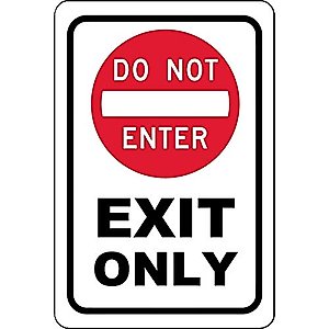 QKIODS Metal Signs Exit only DO NOT Enter Sign Vintage Sign Retro Aluminum Tin Signs for Kitchen Home Office Cafe Bar 8x12 Inches