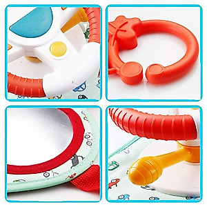 Happytime Musical Car Wheel Baby Toys, in-Car Wheel Musical Activity Play Center for Baby's Travel Companion Entertain and Relax Easier Drive with Sounds and Lights