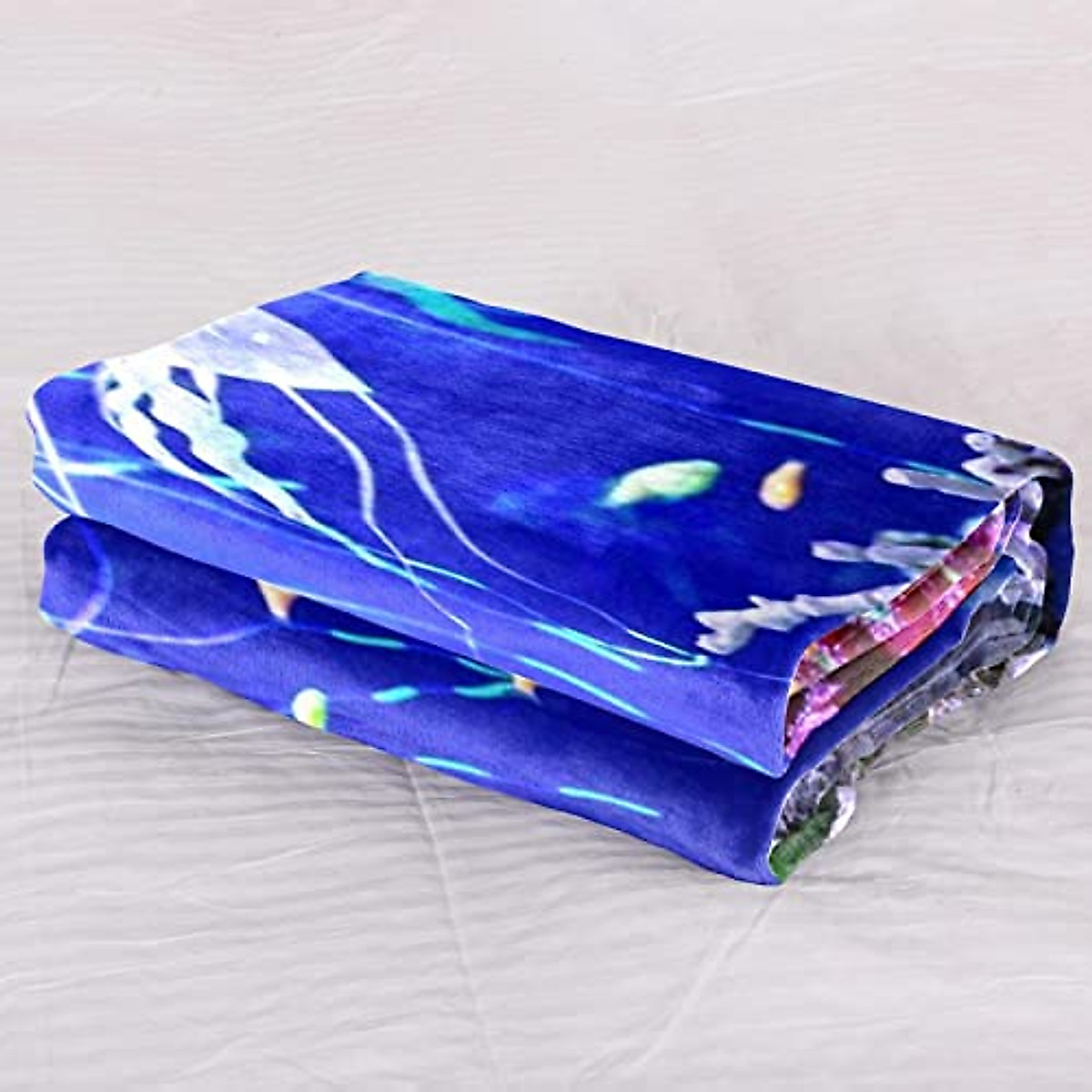 Plush Blanket Throw Blanket Warm Cozy Soft Microfiber Blankets, Coral Jellyfish Ocean