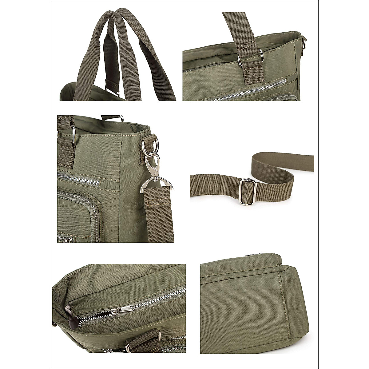 Crest Design Nylon Shoulder Bag Handbag, Teacher Nurse Tote Organizer (Army Green)