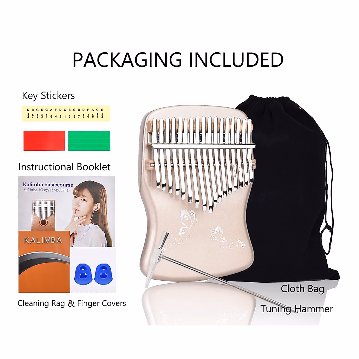 ALAUTRY Kalimba Thumb Piano 17 Keys, Portable Mbira Finger Piano with Music Books & Tuning Hammer, Gifts for Kids Adults Beginners Professional…