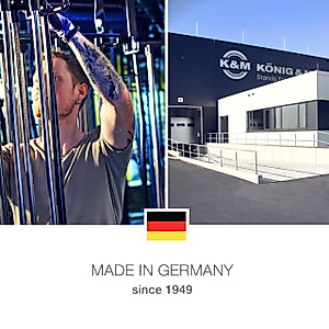 K&M Konig & Meyer 19793 Universal Tablet Mount/iPad Holder & Stand Rotate Tablet 360°, Adjustable Height, Stable Tripod Base, Studio/Remote Home Use, Portable, German Made Black