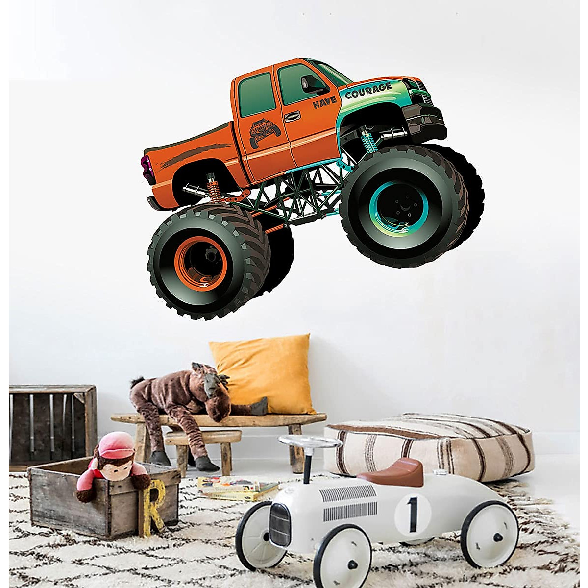 Monster Truck Wall Stickers, Truck Wall Decals for Boy’s Bedroom, Gift for Kids, Car Décor for Baby Boys Kids Bedroom Nursery or Man Cave