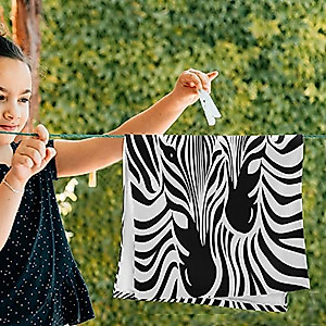 Zebra Hand Towels for Bathroom,Black and White Stripes Zebra Head Leopard Animal Print Small Bath Towels 16"x28" Soft Absorbent Bathroom Hand Towel for Face,Gym,Tea,Guest Kitchen Dish Towel Set of 2