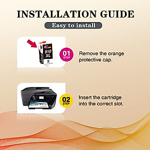 Clorisun 910 910XL Upgraded Ink Cartridge Compatible for HP 910 910XL with Newest Chip OfficeJet Pro 8025 8020 8035 8028 8022 8010 8015 8018 Printer (2Black)