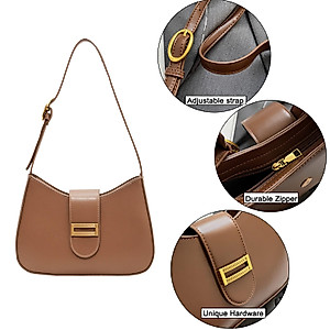 Sanxiner Classic Shoulder Bag,Retro Small Purse,Tote Bag for Women with Zipper Closure (1-Khaki)