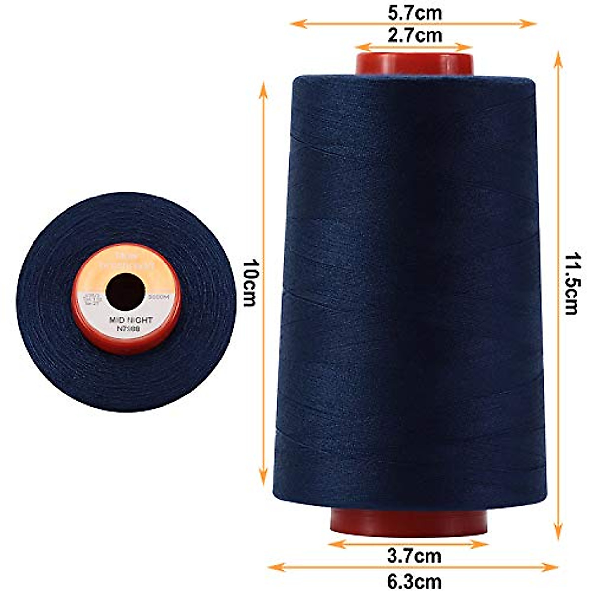 New brothread - 30 Options - 4 Large Cones of 5500Y (5000M) Each All Purpose Spun Polyester Thread 40S/2 (Tex27) for Serger, Overlock, Quilting, Piecing and Sewing - MID Night
