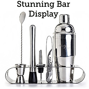 Mixology Bartender Kit: 9-Piece Bar Set Cocktail Shaker Set with Elegant Metal Stand