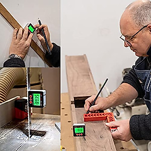 S&F STEAD & FAST Digital Angle Finder Gauge Magnetic Protractor Inclinometer Angle Cube Level Box with Magnetic Base and Backlight on Demand for Woodworking,Table Saw,Construction