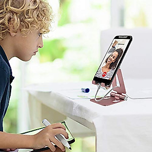 Aduro U-Rise Adjustable Phone Stand Foldable Aluminum Steel Universal Cell Phone Holder Portable Cell Phone Stand for Desk Rose Gold
