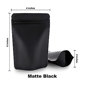 100 Pcs Mylar Bags 4x6 Resealable Mylar Food Storage Bags With LABELS Mylar Ziplock Bags Smell Proof Bags resealable bags for small business Air Tight Herb and Food Storage Food and Lip Gloss, Jewelry, Eyelash Packaging Self Sealing Storage Supplies (Matt