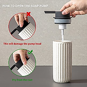 Foaming Soap Dispenser 16oz Removable Ceramic Lotion Dispenser, Cylindrical Stripe Kitchen Bathroom Pump Bottle with Foam Bottle Pump(Cream)