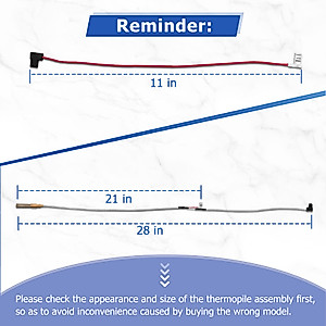 Upgrade 100112328 21" Thermopile Assembly for Gas Water Heater, 750 Millivolt Thermopile Replacement Kit Compatible with Reliance, Whirlpool, A.O.Smith, Kenmore, State, American Water Heater