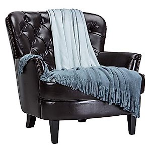 Chanasya Gradual Gradient Ombre Super Soft Acrylic Throw Blanket with Tassels - Warm Cozy Lightweight Fluffy Woven Blanket for Bed Sofa Chair Couch Living Bed Room Tan Sage Blanket(50x65 Inches) Lead