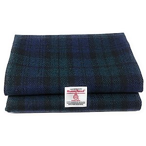 Harris Tweed Fabric Blue Black and Green Tartan Various Sizes with Labels from Scott and Mackenzie (100 X 150), Black Blue Green Tartan