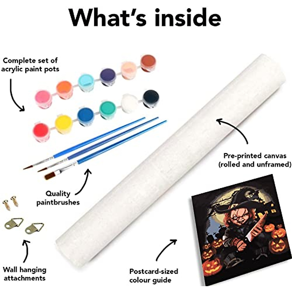 4 Pack Halloween Paint by Numbers for Adults,Terror Acrylic Oil Painting Kits,Horror Paint by Number Kits on Canvas, DIY Oil Paintings Supplies for Kids Beginners Arts and Crafts Home Decor 12" x 16"