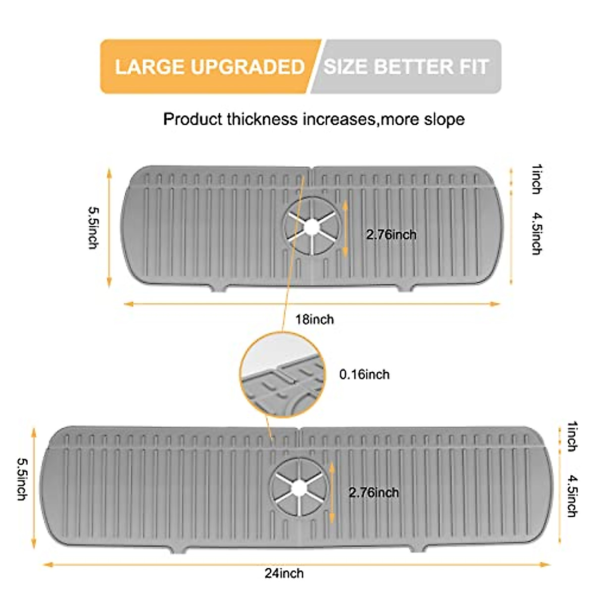 Queceuy Silicone Drainage pad, Sink, Kitchen Faucet, Splash Proof pad, Multifunctional Sink, Drainage countertop, Splash Proof -2 Pieces