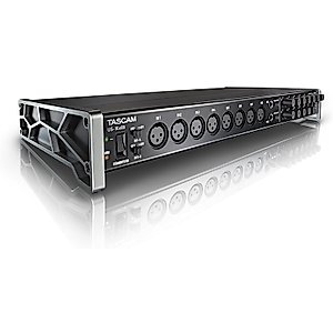 Tascam US-16x08 Rackmount USB Audio/MIDI Interface for Recording, Drum Recording, 8 XLR/8 1/4" Inputs, 8 Outputs, Control Software,Black