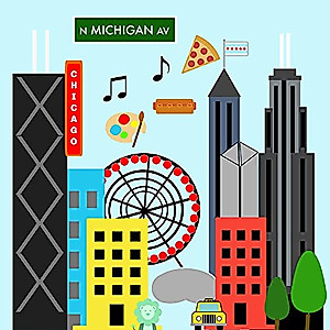 Baby Jack & Co 8x8” Learning Lovey Chicago Illinois Tag Toys for Babies - Baby Crinkle Toys - Soft & Safe - Learn USA Cities and Shapes - Ideal Baby Toy & Gift BPA Free w/Stroller Clip