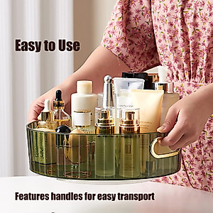 ANFENGLOU 360 °Rotating Lazy Susan Organizer Makeup Organizer, 9Inch Green Perfume Skincare Organizers for Dresser, Vanity Tray, Bathroom Counter Organizer