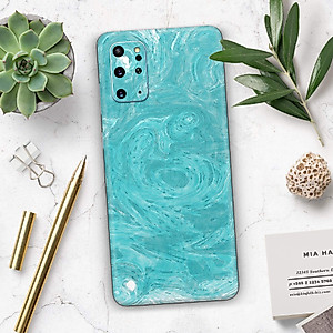 DesignSkinz Marble Surface V1 Teal Protective Vinyl Decal Wrap Skin Cover Compatible with The Samsung Galaxy S20 (Screen Trim & Back Glass Skin)
