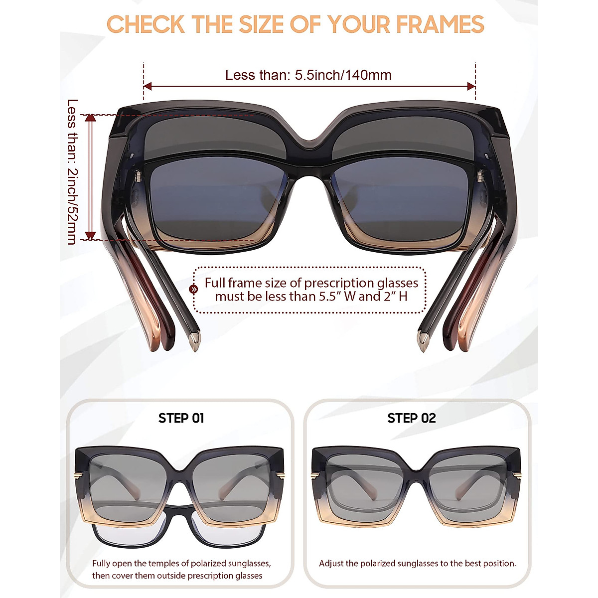 LVIOE Fit Over Sunglasses for Women Oversized Frame & Big Temple & Full UV400 Protection Polarized Lens Fashion Design LS7519