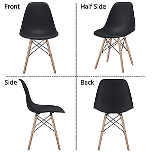 Yaheetech Dining Chairs Modern Mid Century Chairs DSW Shell Eiffel Armless Side Chairs for Kitchen Living Room Lounge, Black, 4pcs