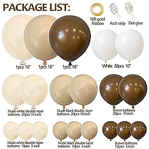 Neutral Balloons Garland Kit Brown Tan Nude Teddy Bear Birthday Decorations Nude Arch White Pastel Double-Filled Cream For Bride Wedding Party