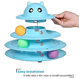 UPSKY Cat Toy Roller 3-Level Turntable Cat Toys Balls with Six Colorful Balls Interactive Kitten Fun Mental Physical Exercise Puzzle Kitten Toys.