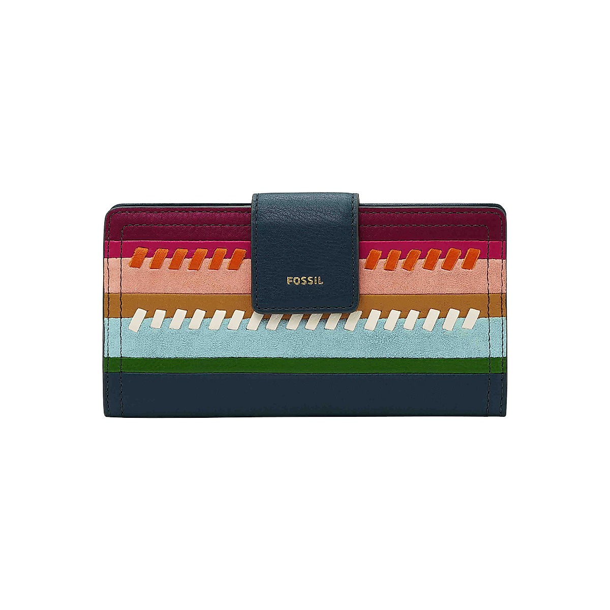 Fossil Women's Logan Eco Leather RFID Blocking Tab Clutch Wallet, Patchwork