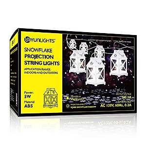 YUNLIGHTS Christmas Projector String Lights - 22.6FT 6PCS Lanterns in One String Lights for Indoor Outdoor Plug-in Christmas Snowflake Projection Lights for Christmas