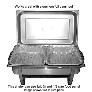 Tiger Chef Chafing Dish Buffet Set - Chaffing Dishes Stainless Steel - Chafers and Buffet Warmer Set with Disposable Half Size Pans, Slotted Spoon and Folding Frame- Food Warmers for Parties Buffets