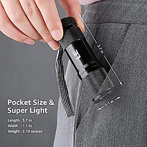 Lighting EVER Black Light Flashlight, Small UV Lights 395nm, Portable Ultraviolet Light Detector for Invisible Ink Pens, Dog Cat Pet Urine Stain, AAA Batteries Included
