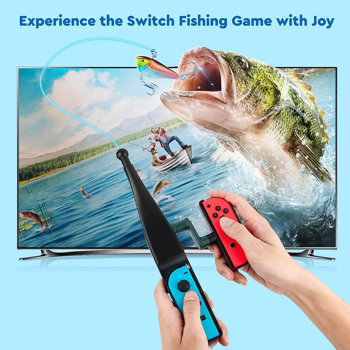 JoyHood Fishing Rod for Switch/Switch OLED, Fishing Game Kit fit Switch Bass Pro Shops - The Strike Championship Edition and Legendary Fishing