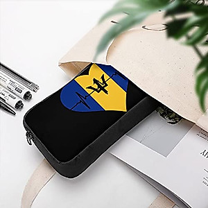 Love Barbados Heartbeat Pencil Case Stationery Pen Pouch Portable Makeup Storage Bag Organizer Gift