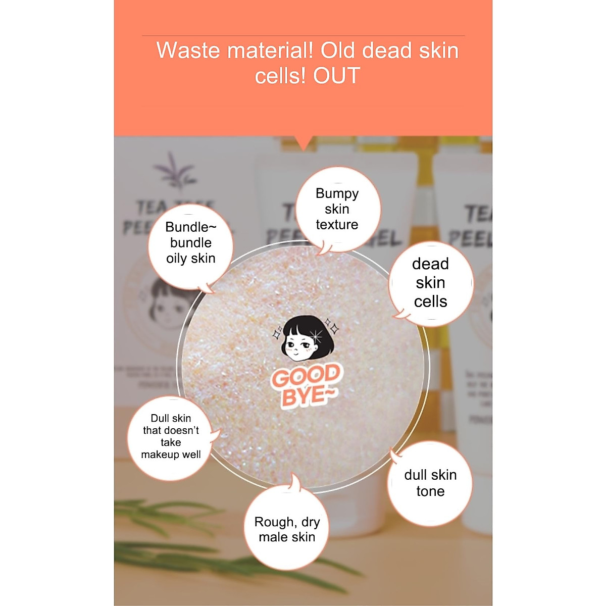 ROKKISS Tea Tree Peeling Gel (4.1fl oz) - Gentle Exfoliating Gel for Face & Body with Natural Cellulose, Remove Impurities for Smooth Skin, Korean Skin Care. Cica, Licorice & Aloe Vera Extracts.