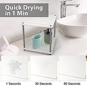 2 Tier Water Absorbing Stone Tray for Sink, Diatomaceous Earth Fast Drying Stone Sink Caddy Tray for Bathroom Kitchen -White