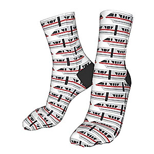 antfeagor Casual Socks Monorail Red Train High Athletic Socks Fashional Tube Stockings