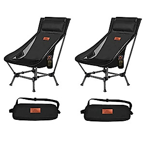 AnYoker Camping Chair, 2 Way Compact Backpacking Chair, Portable Folding Chair, Beach Chair with Side Pocket, Lightweight Hiking Chair 016 (Ink 2 Pack)