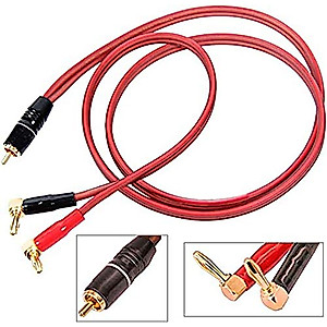 Banana Plug to RCA Speaker Cable,Speaker Wire RCA Male to Banana Plugs(2banana) 4N OFC HiFi Speaker Wire for Subwoofer Loudspeaker - 2m
